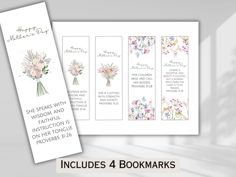 Christian Mothers Day Floral Bookmark Church Gift Tag for Mothers ...