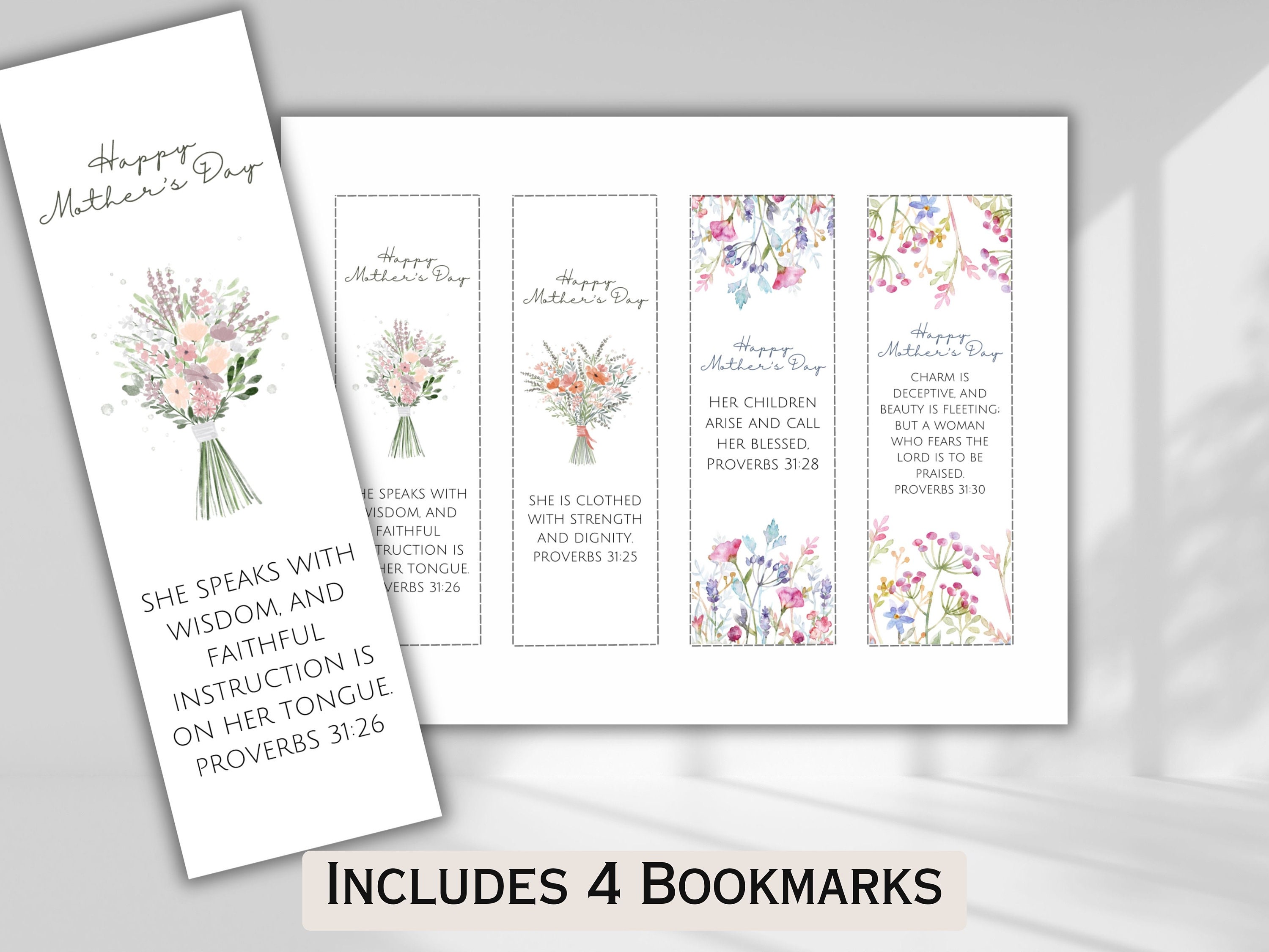 Christian Mothers Day Floral Bookmark Church Gift Tag for Mothers ...