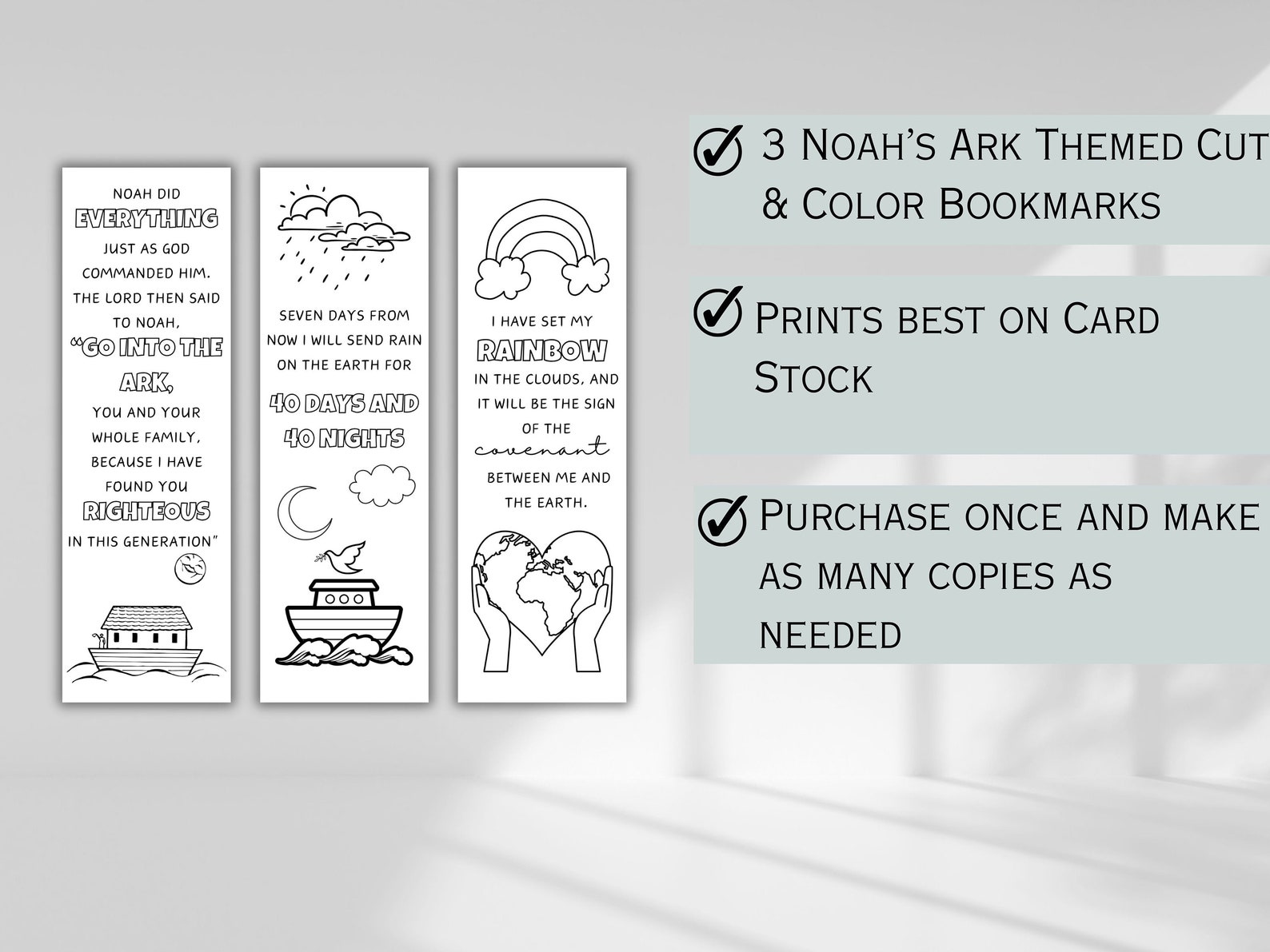 Noahs Ark Color Craft for Sunday School Lesson Book Lover Gift Reading ...