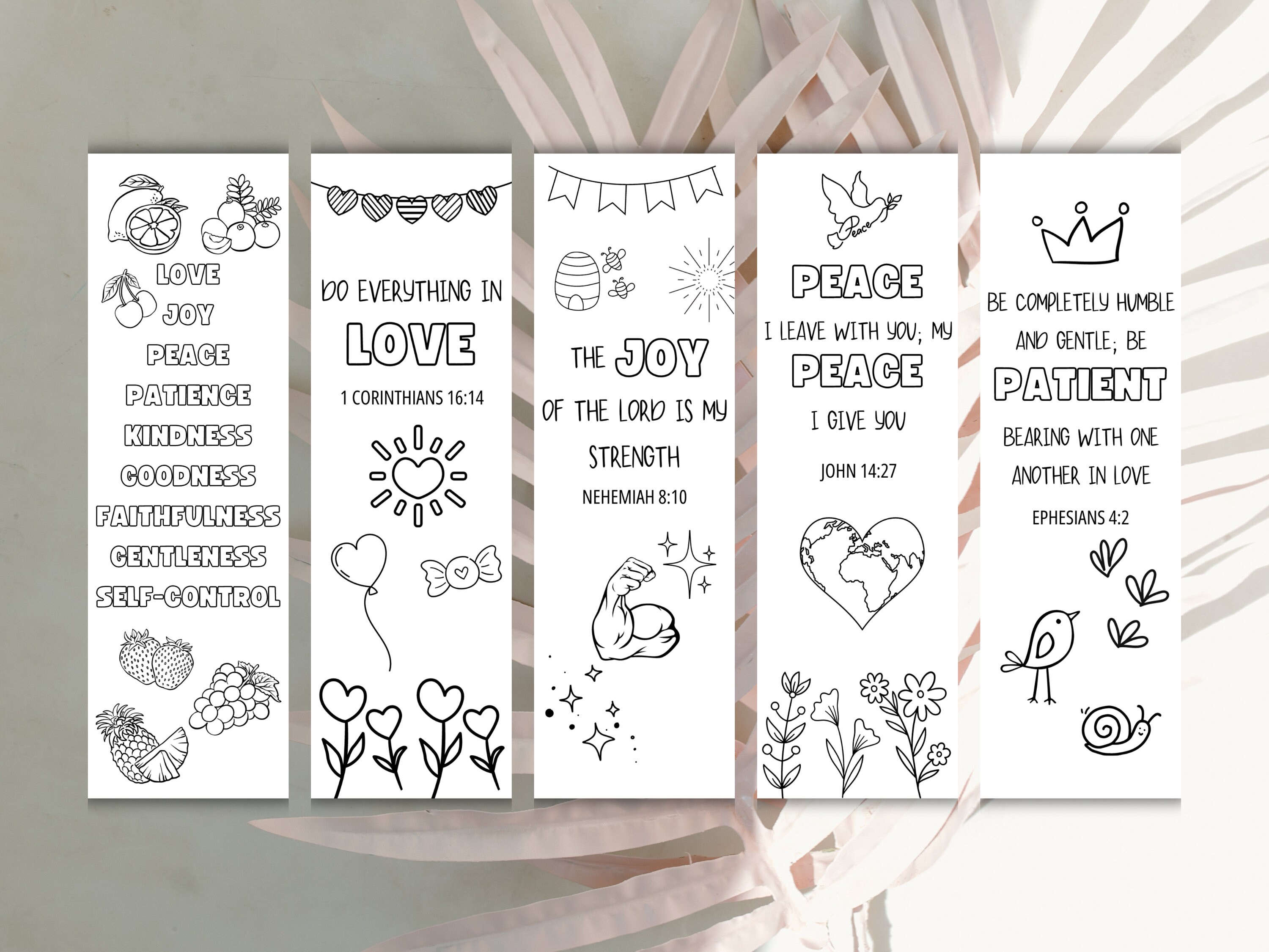 10 Fruit of the Spirit Coloring Bookmarks for Kids Printable Sunday ...