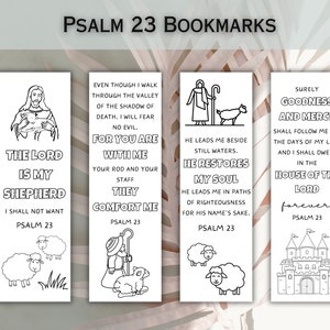 Psalm 23 Bible Verse Coloring Scripture Bookmarks Printable Sunday ...