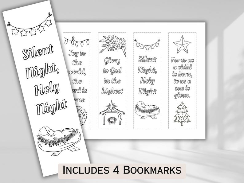 Christian Christmas Bookmark Church Favor Printable Bible Verse Gift ...
