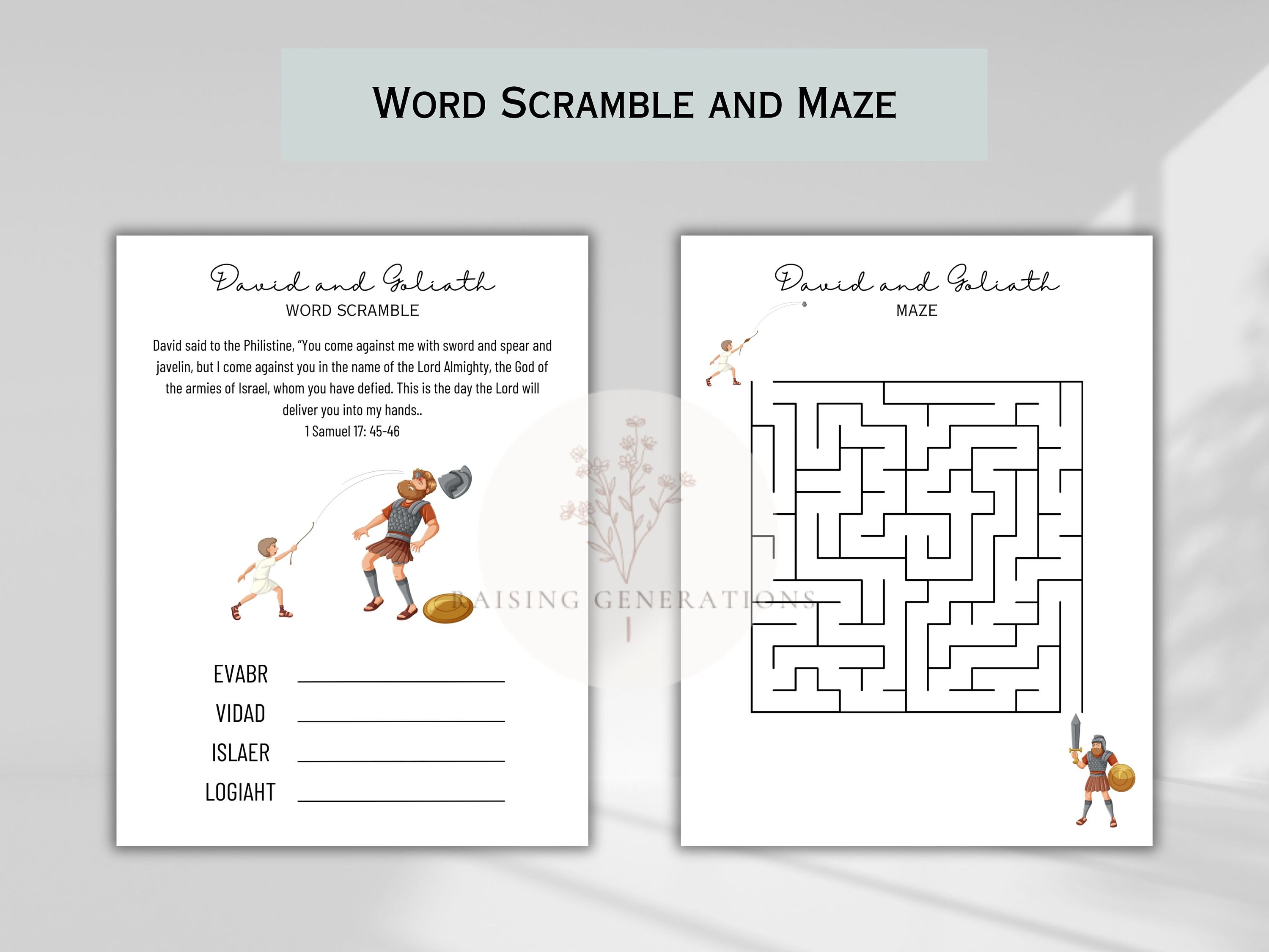 David and Goliath Craft Sunday School Activity for Kids Bible Games ...