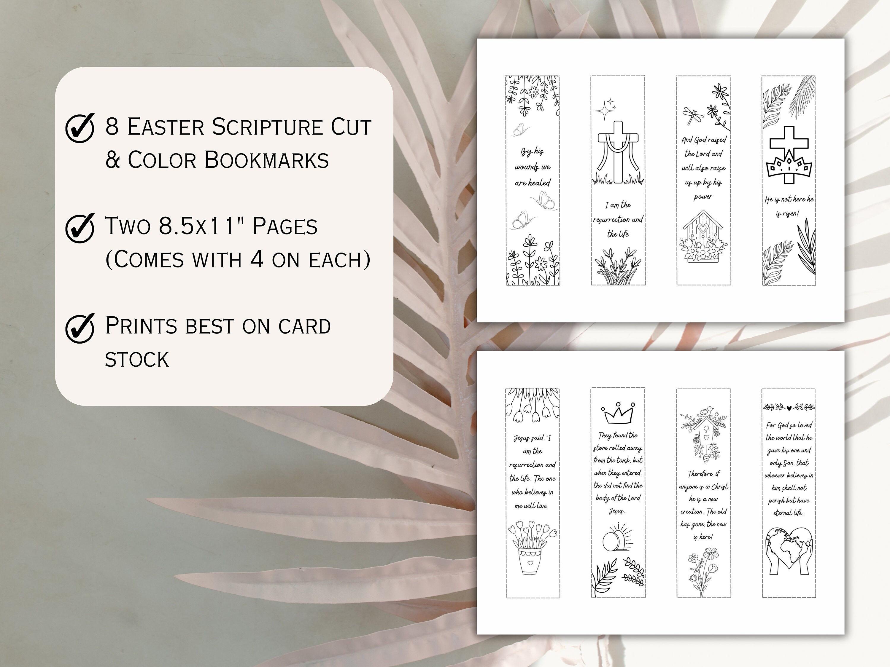 8 Christian Easter Coloring Bookmark Bundle Children's Ministry ...