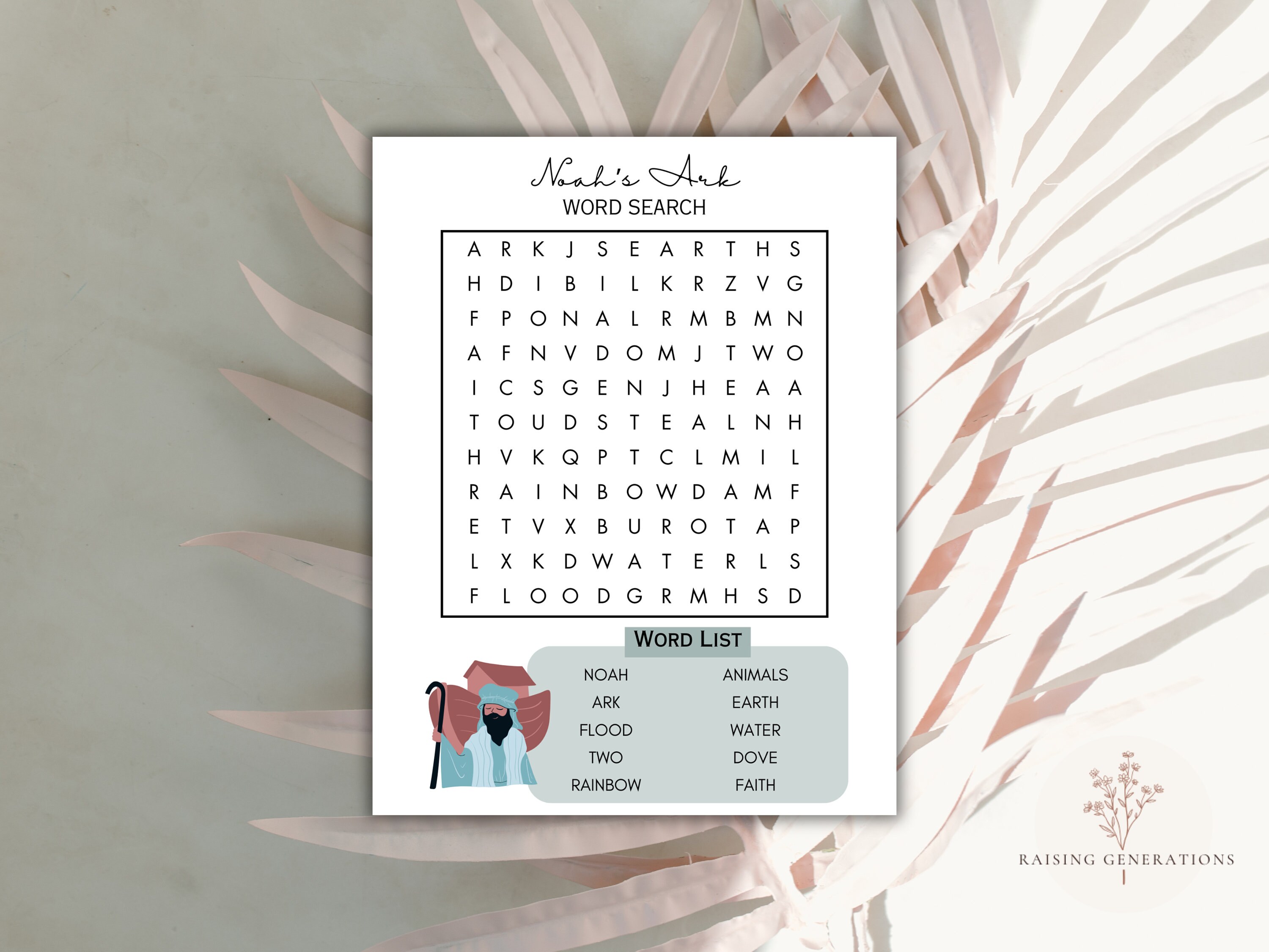 Noahs Ark Flood Activity Printable Bible Story Fun Learning Craft for ...