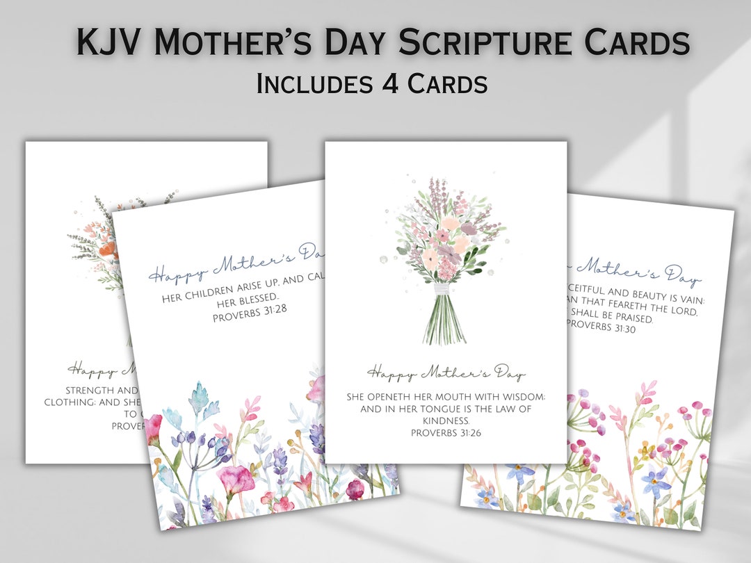 KJV Christian Mothers Day Floral Bible Verse Cards Church Gift Tag for ...