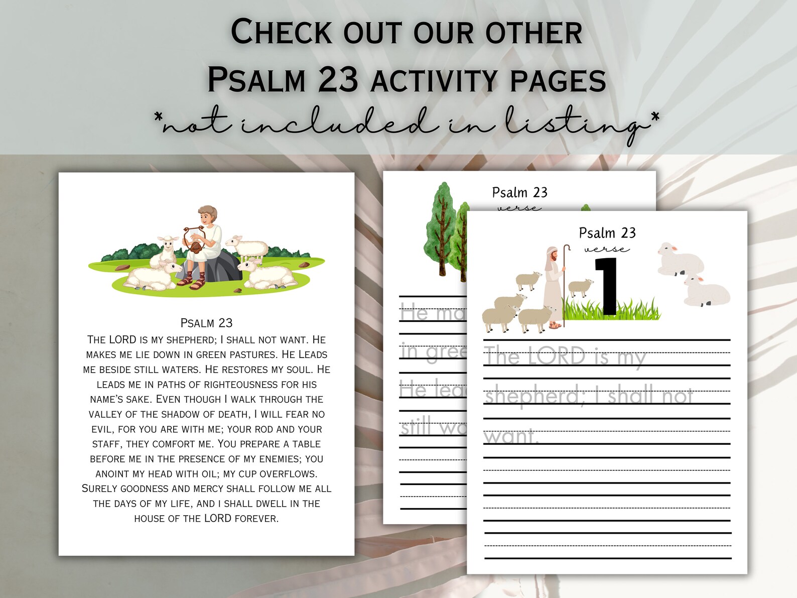 Psalm 23 Bible Verse Coloring Scripture Bookmarks Printable Sunday ...