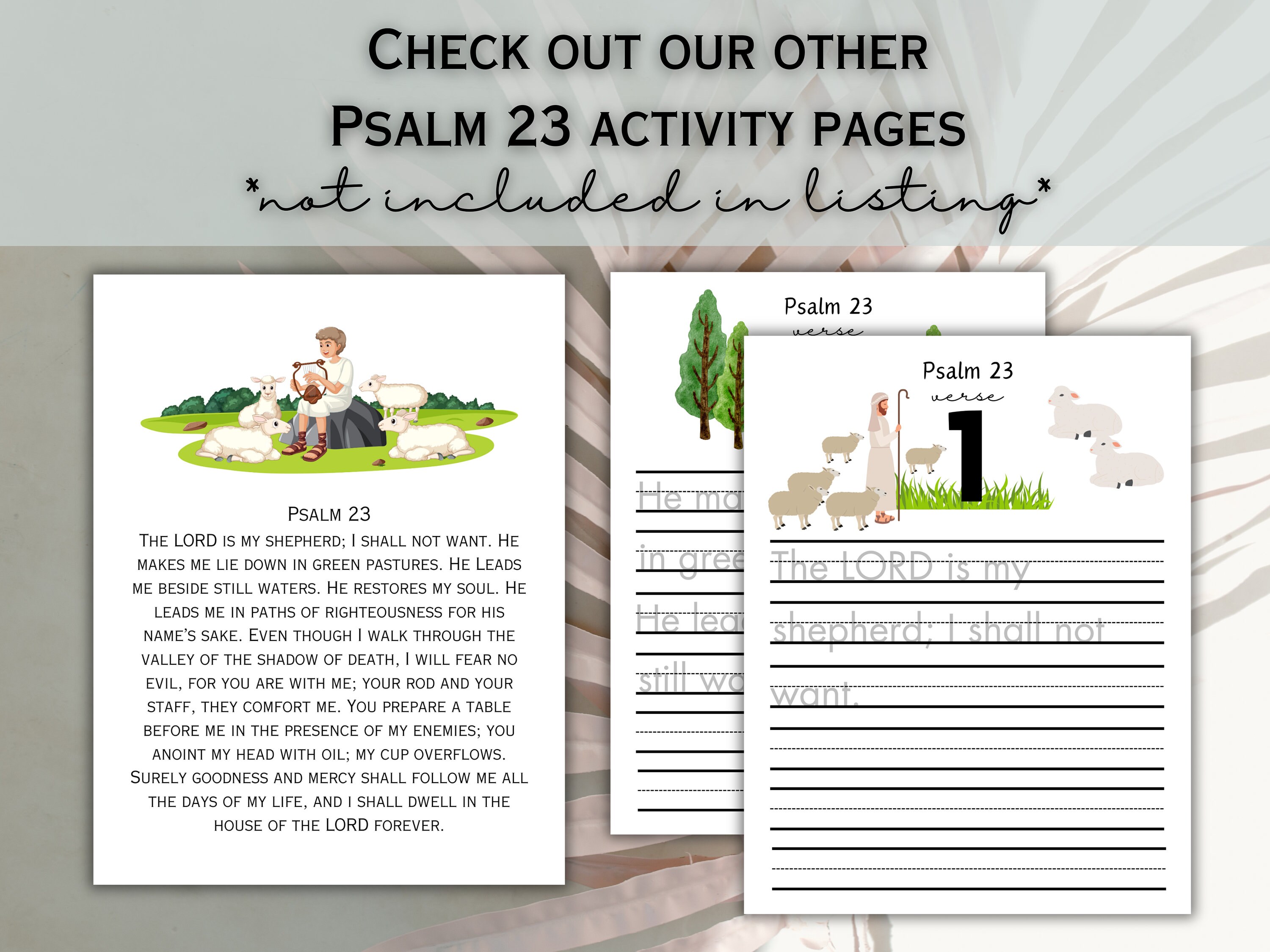 Psalm 23 Bible Verse Coloring Scripture Bookmarks Printable Sunday ...