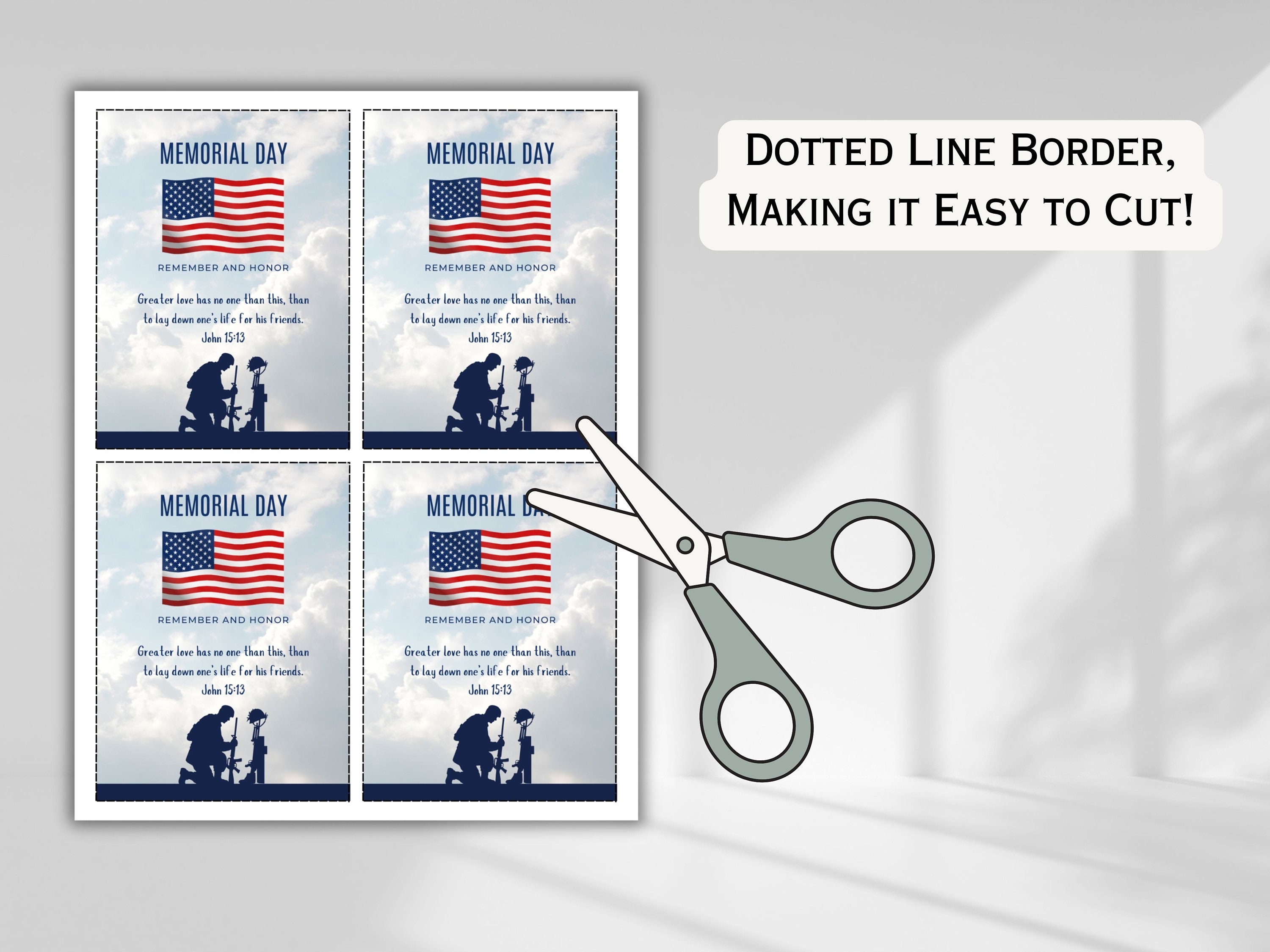 Christian Memorial Day Bible Verse Cards Church Gift Tag Scripture ...