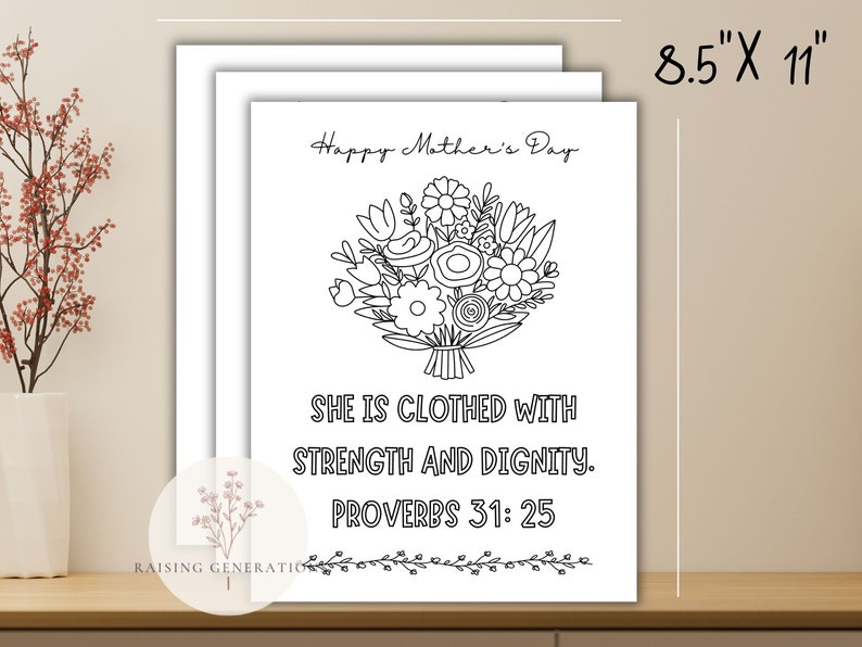 Christian Mothers Day Bible Verse Coloring Pages Gift for Mothers ...