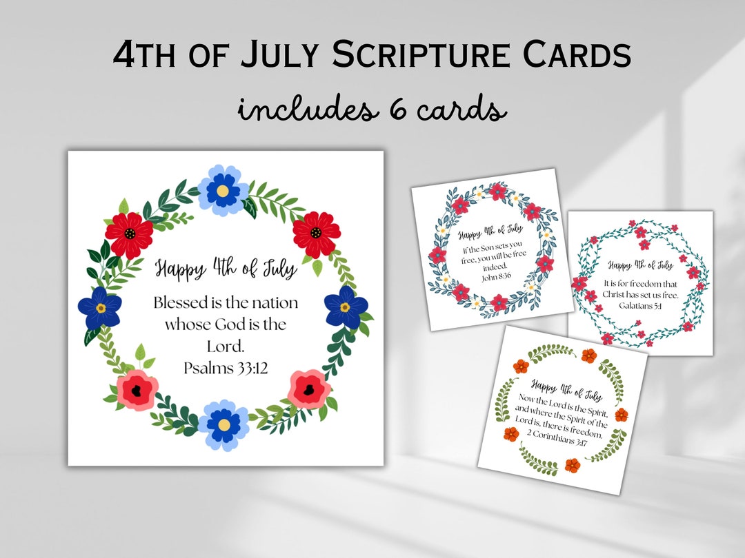 Christian 4th of July Cards Bible Verse Cards Church 4th of July Gift ...