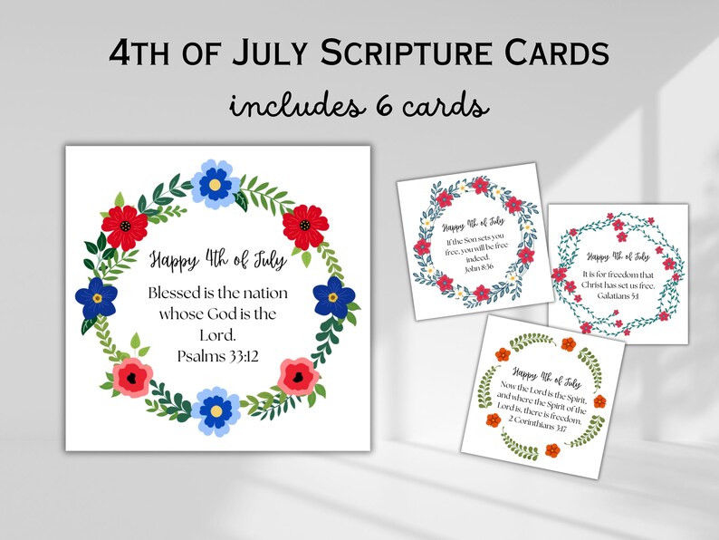Christian 4th of July Cards Bible Verse Cards Church 4th of July Gift ...