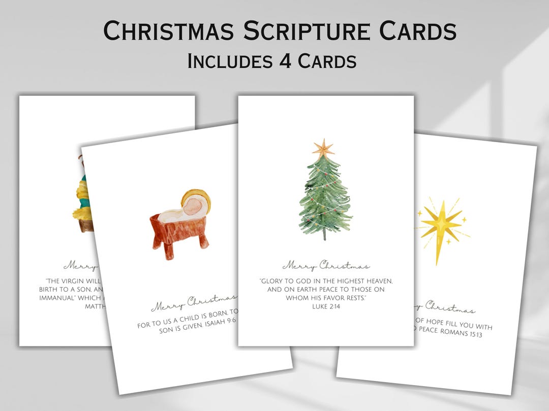 Watercolor Christmas Bible Verse Cards Christmas Scripture Cards ...