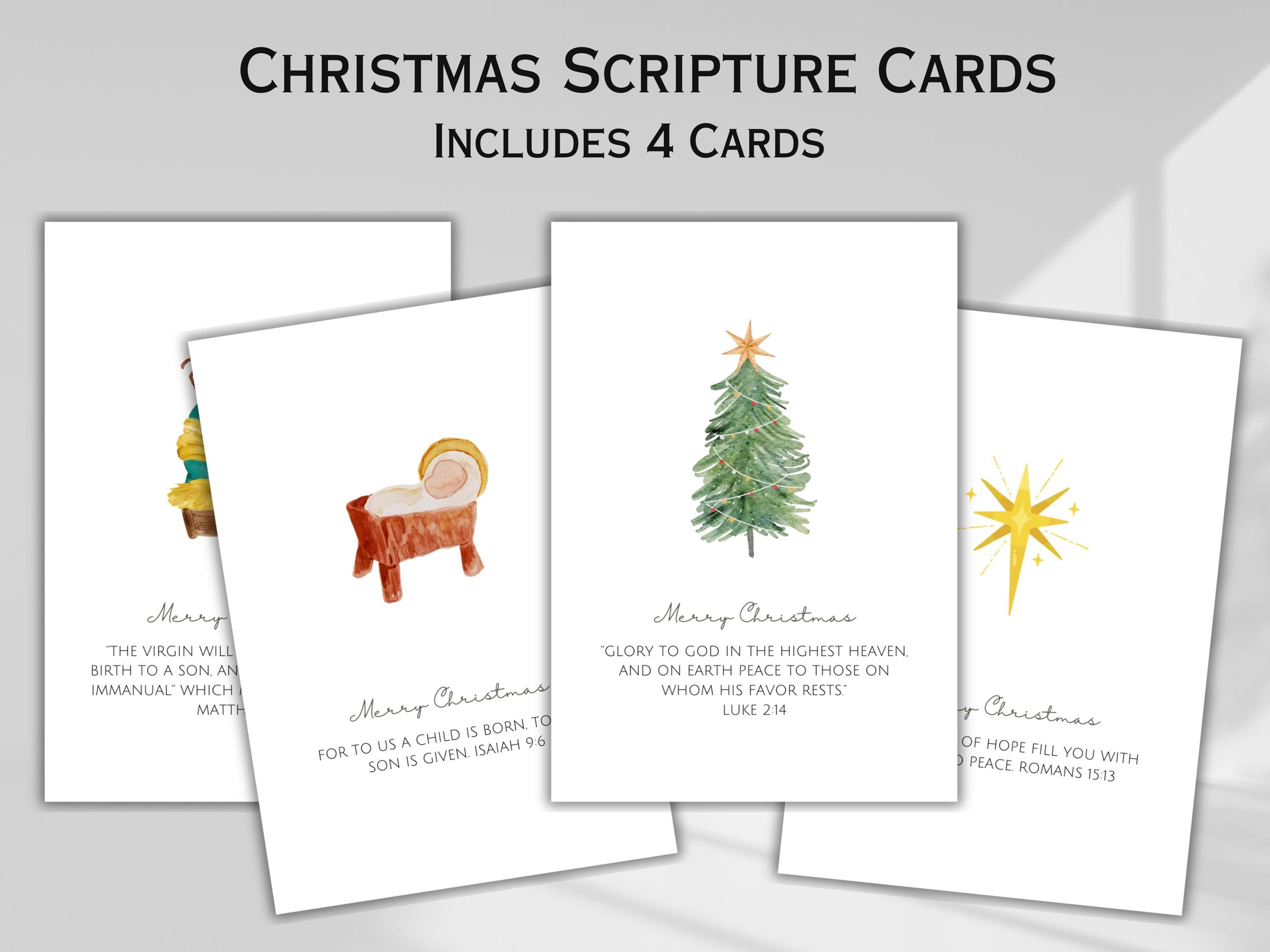 Watercolor Christmas Bible Verse Cards Christmas Scripture Cards ...