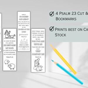 Psalm 23 Bible Verse Coloring Scripture Bookmarks Printable Sunday ...