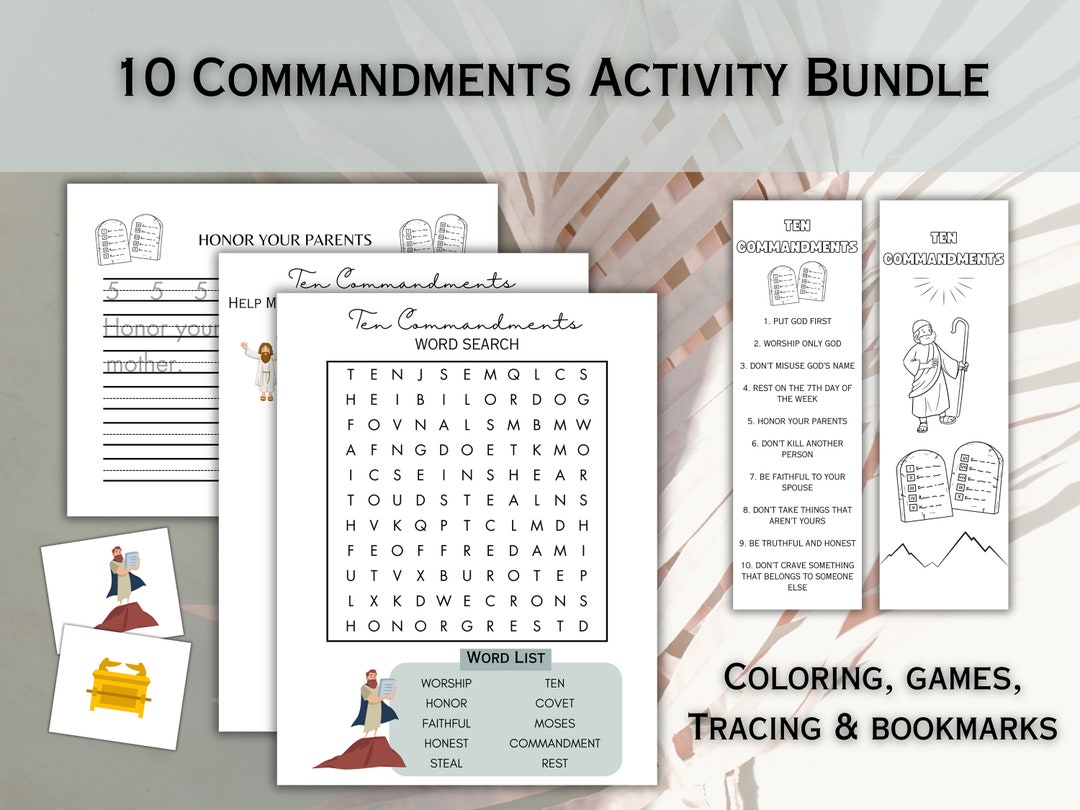 10 Commandments Printable Activity Word Search, Maze, Memory Matching ...