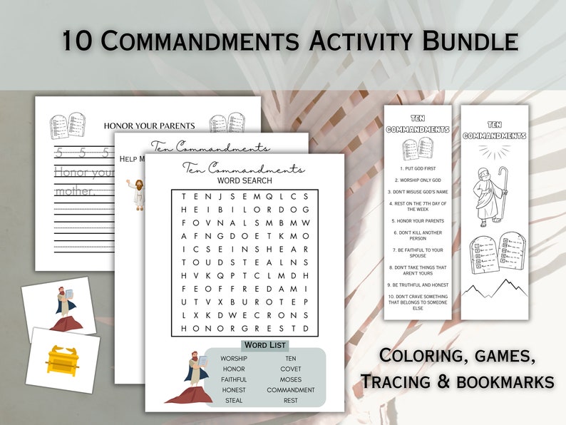 10 Commandments Printable Activity Word Search, Maze, Memory Matching ...