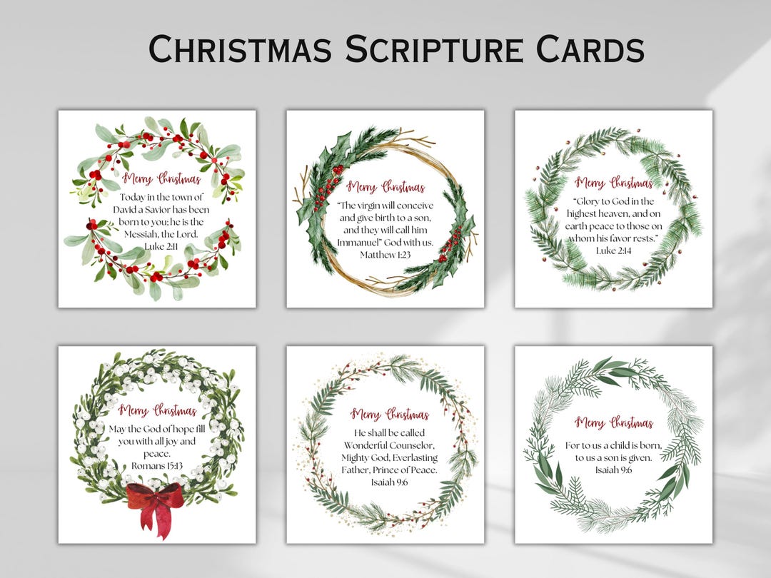 Christmas Bible Verse Cards Christmas Scripture Cards Christian ...