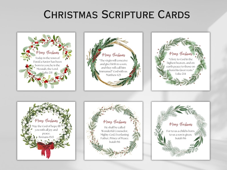 Christmas Bible Verse Cards Christmas Scripture Cards Christian ...