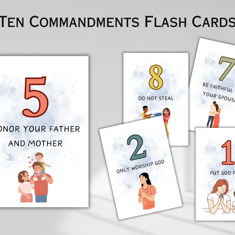Ten Commandments Flash Cards - Etsy