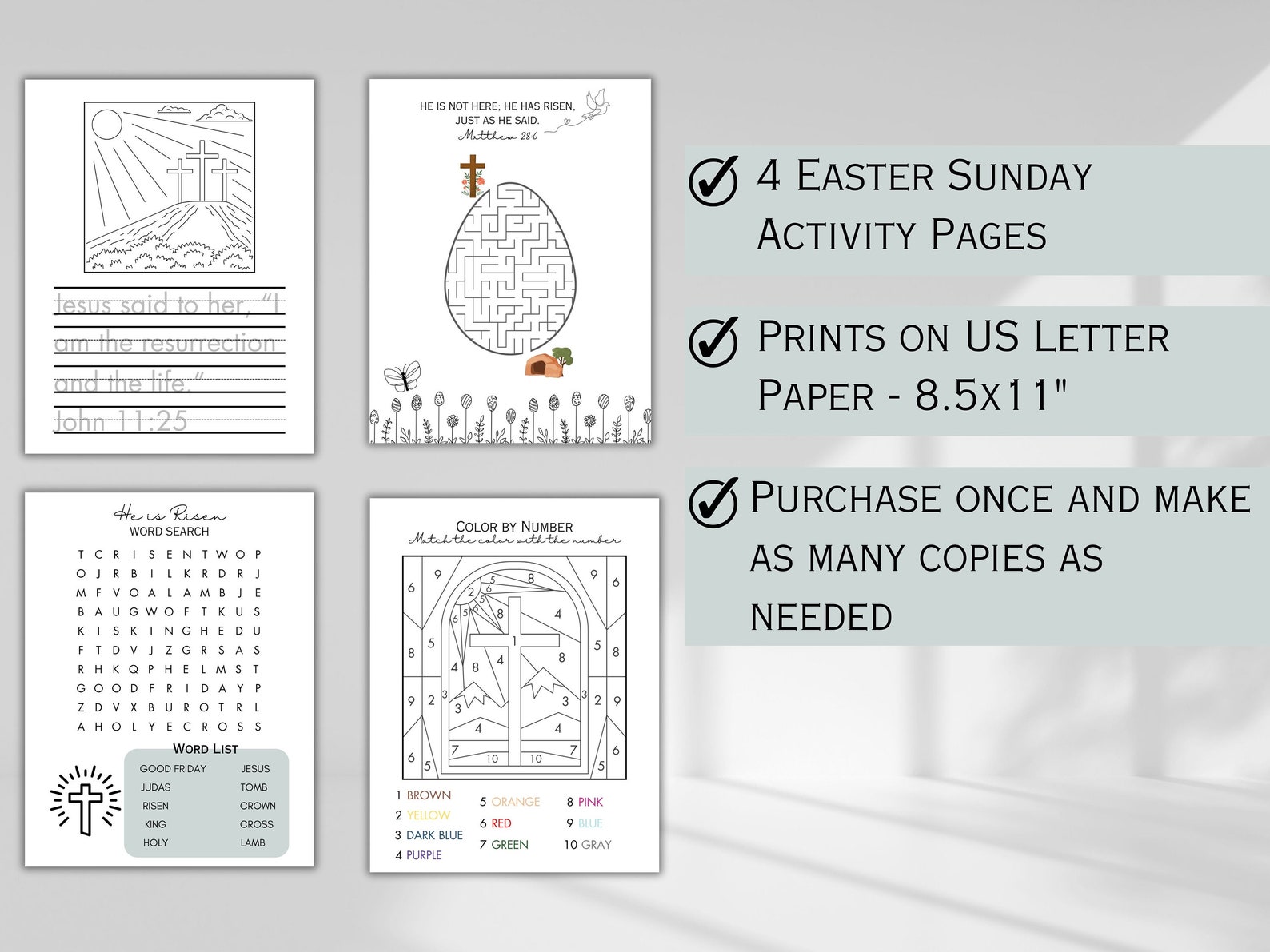 Christian Easter Activity Pages for Kids Sunday School Easter Sunday ...