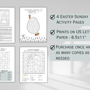 Christian Easter Activity Pages for Kids | Sunday School Easter Sunday ...