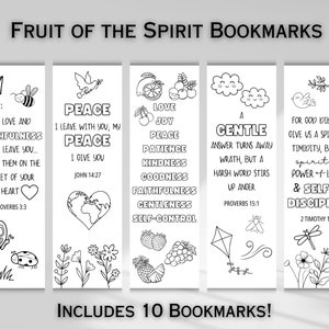 10 Fruit of the Spirit Coloring Bookmarks for Kids Printable Sunday ...