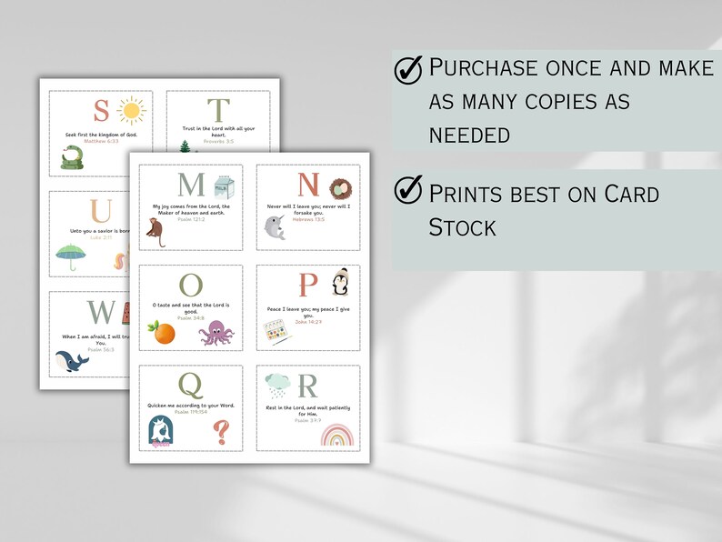 ABC Bible Verse Flashcards Scripture Card Printable Alphabet Bible ...