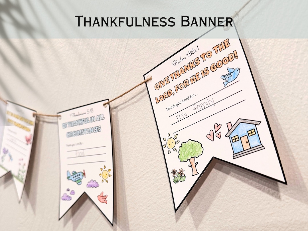 Thanksgiving Bible Craft for Kids I Am Thankful for Banner Sunday ...