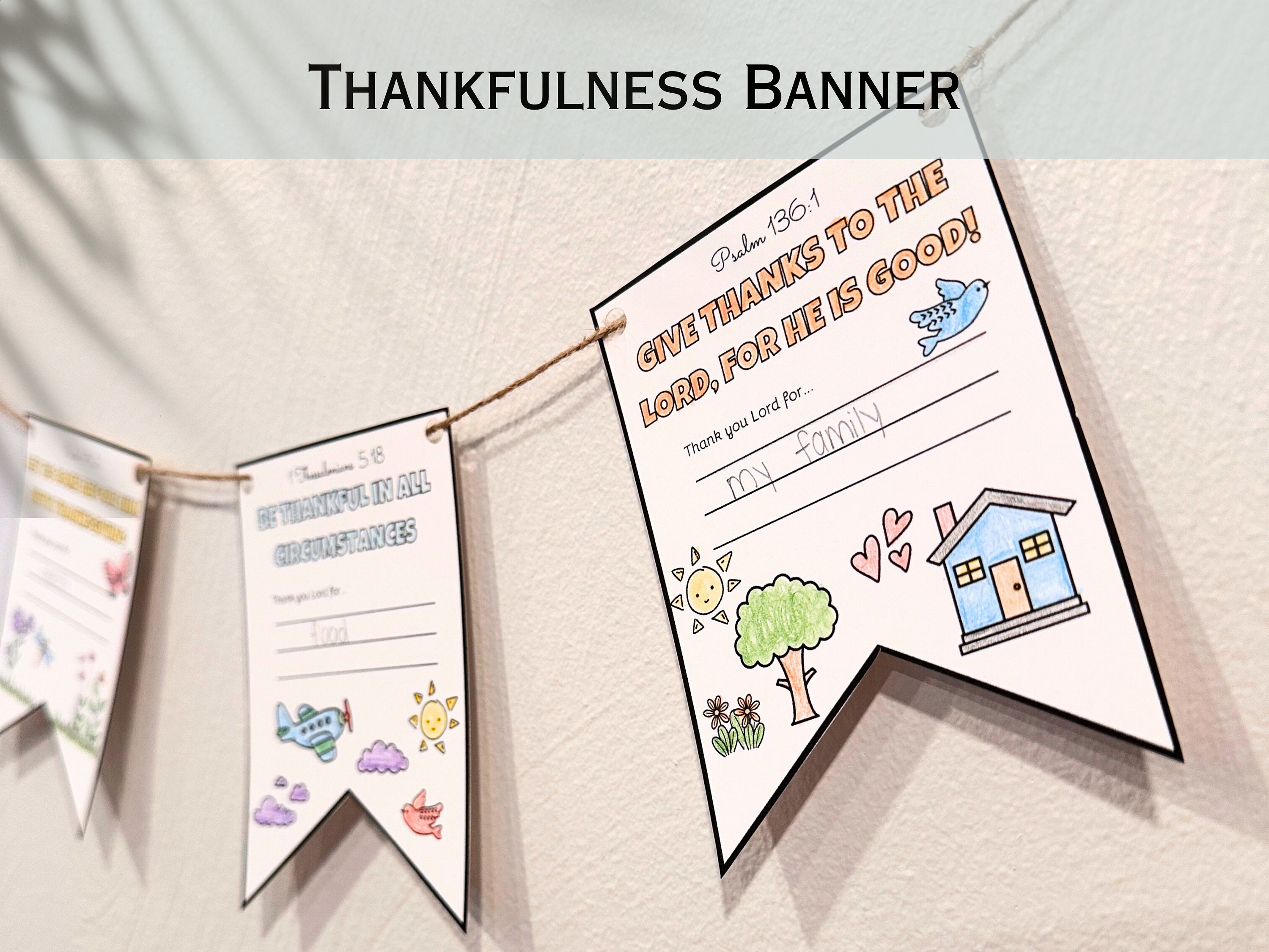 Thanksgiving Bible Craft for Kids I Am Thankful for Banner Sunday ...