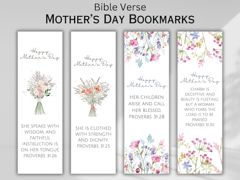 Christian Mothers Day Floral Bookmark Church Gift Tag for Mothers ...
