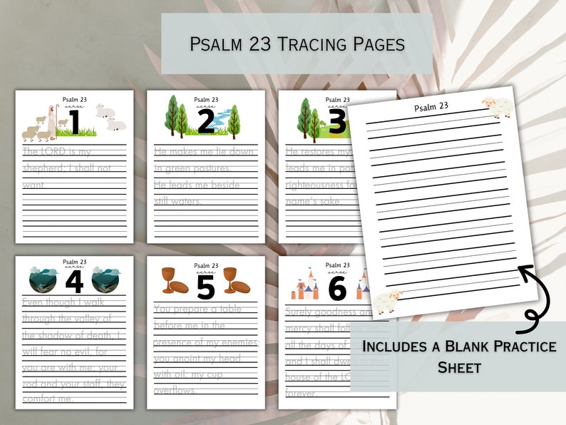 Psalm 23 Printable Bible Memorization Worksheet Sunday School Bible ...