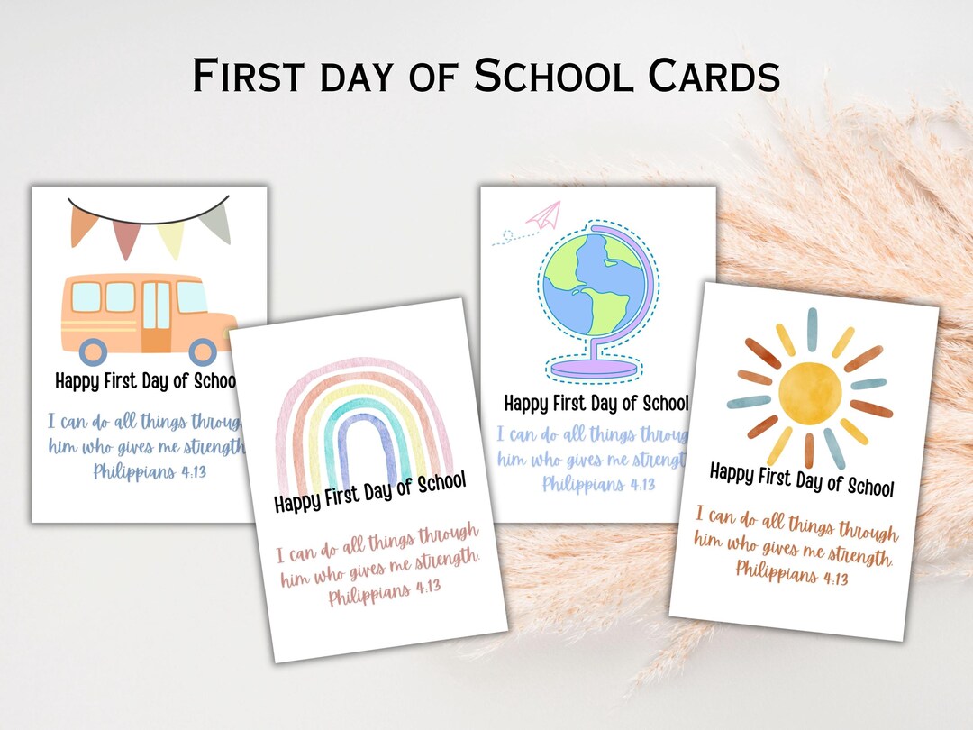 Bible Verse First Day of School Cards Back to School Cards for Students ...