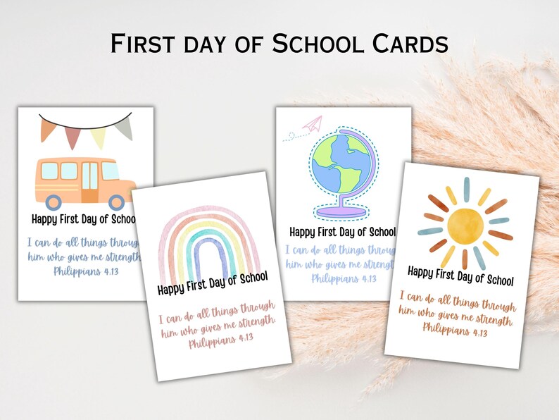 Bible Verse First Day of School Cards Back to School Cards for Students ...