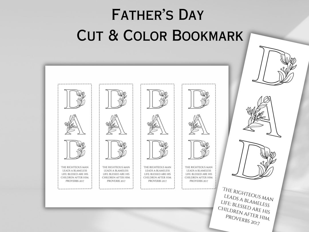 Christian Fathers Day Bookmark Printable Bible Verse Card Church Gift ...