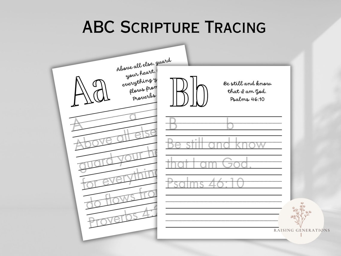 Printable ABC Tracing Bundle Scripture Alphabet Tracing Worksheets ...