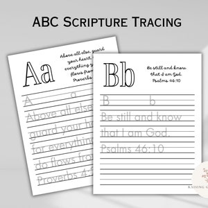 Printable ABC Tracing Bundle Scripture Alphabet Tracing Worksheets ...