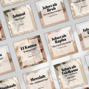 Names of God Christian Cards for Bible Study Tools Printable Names of ...