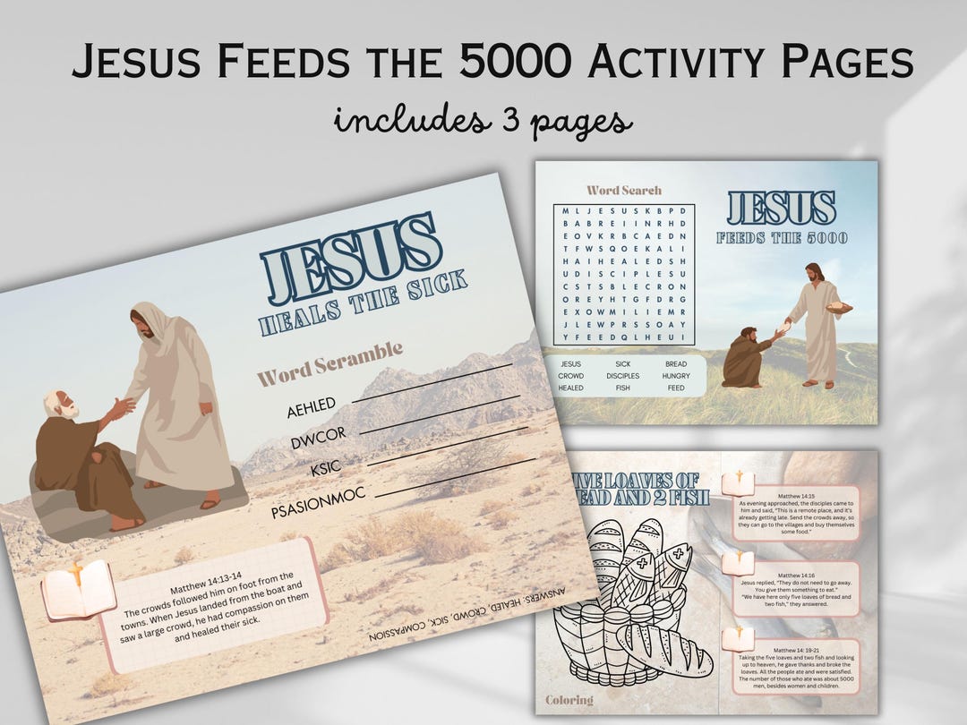 Jesus Feeds the 5000 Activity Pages Printable Sunday School Craft About ...