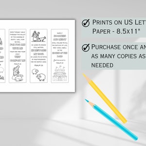 Psalm 23 Bible Verse Coloring Scripture Bookmarks Printable Sunday ...