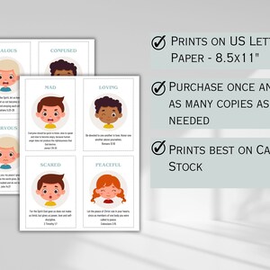 Kids Emotions Cards Feelings Poster for Toddlers Christian Scripture ...