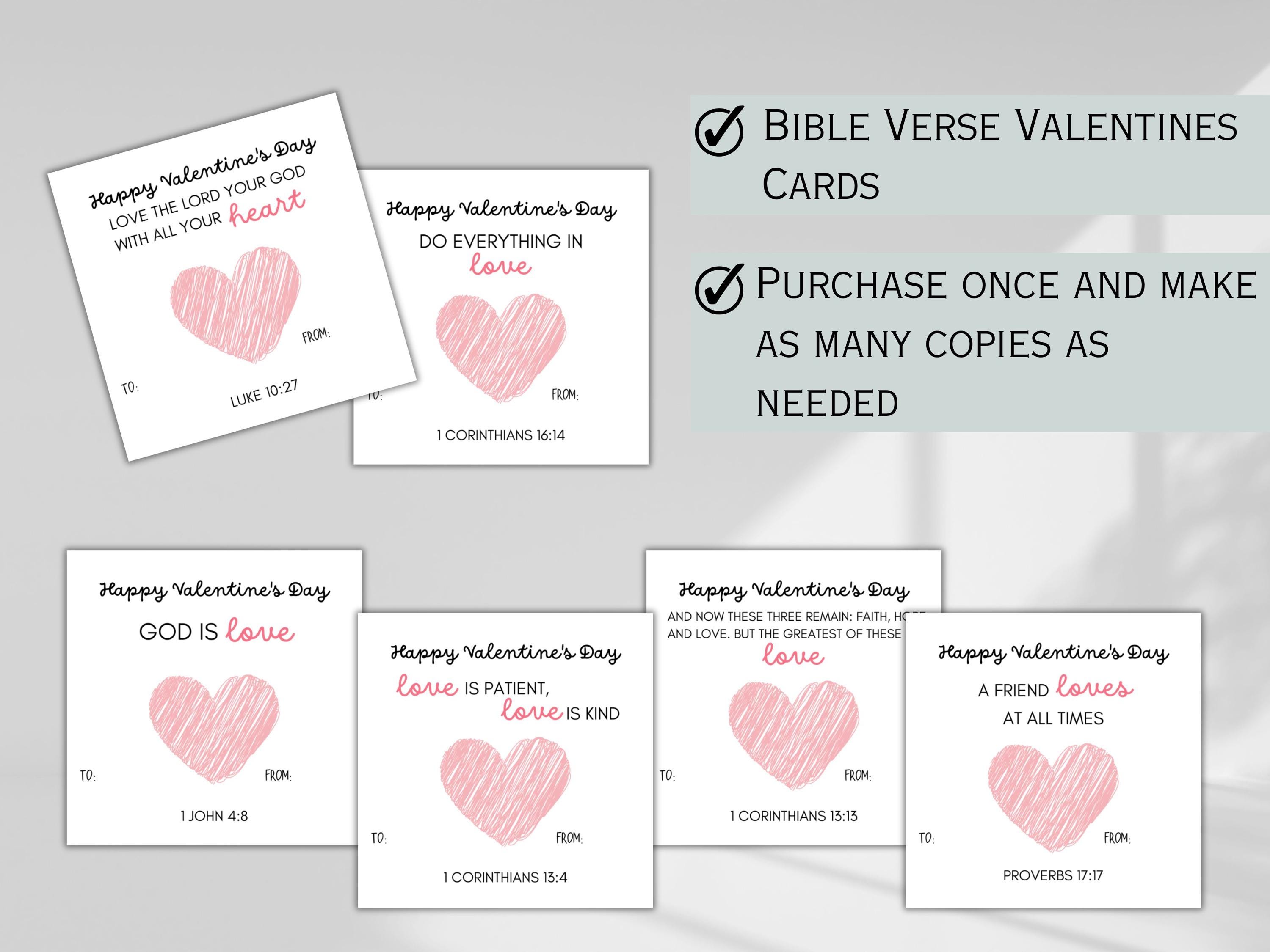 Valentines Bible Verse Cards for Kids, Classmates | DIY Christian ...
