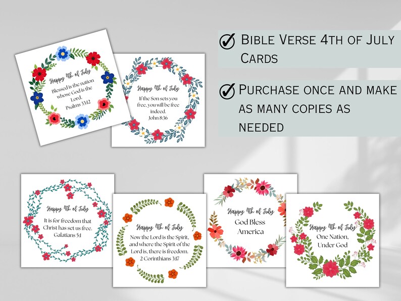 Christian 4th of July Cards Bible Verse Cards Church 4th of July Gift ...
