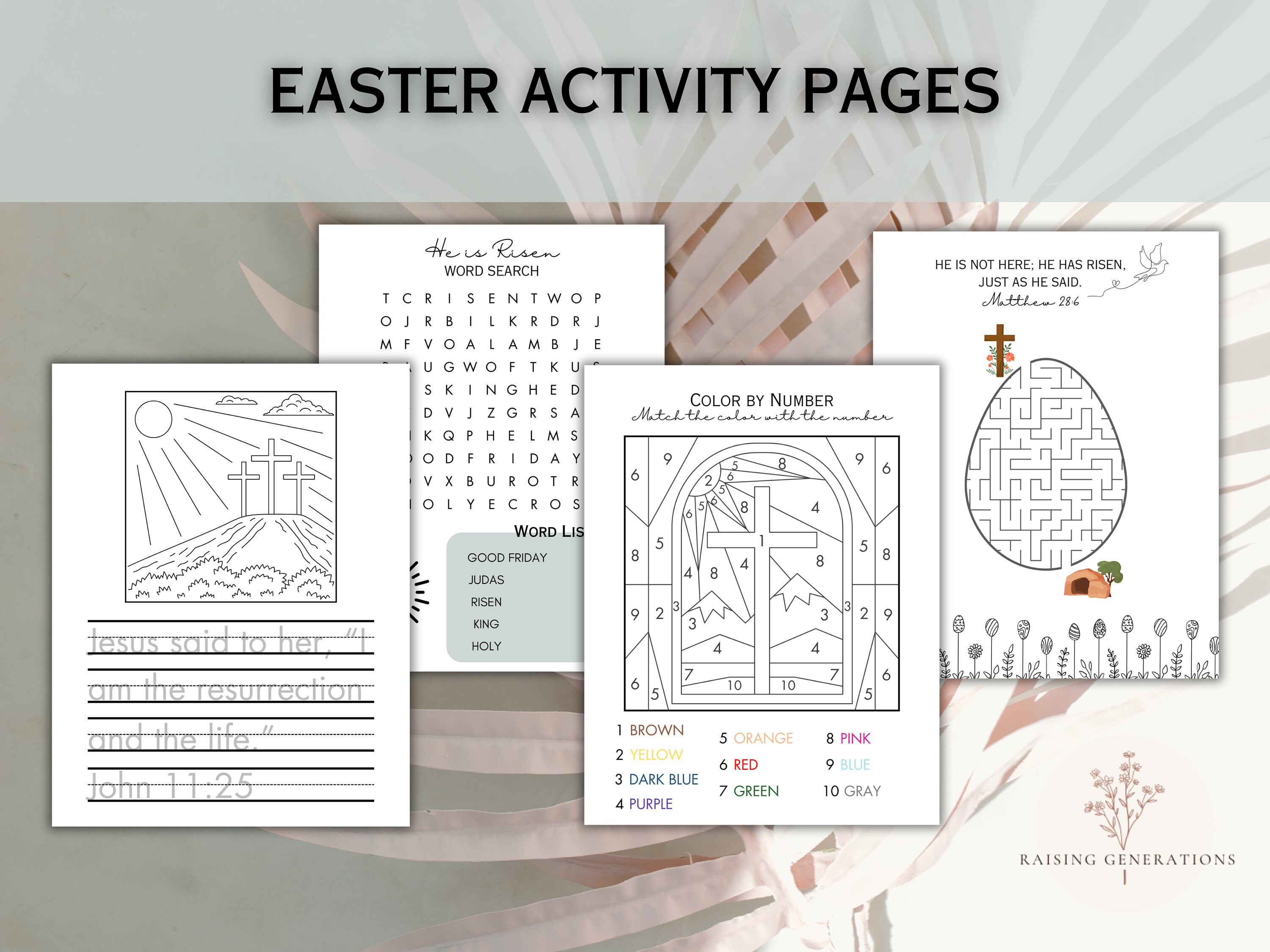 Christian Easter Activity Pages for Kids Sunday School Easter Sunday ...