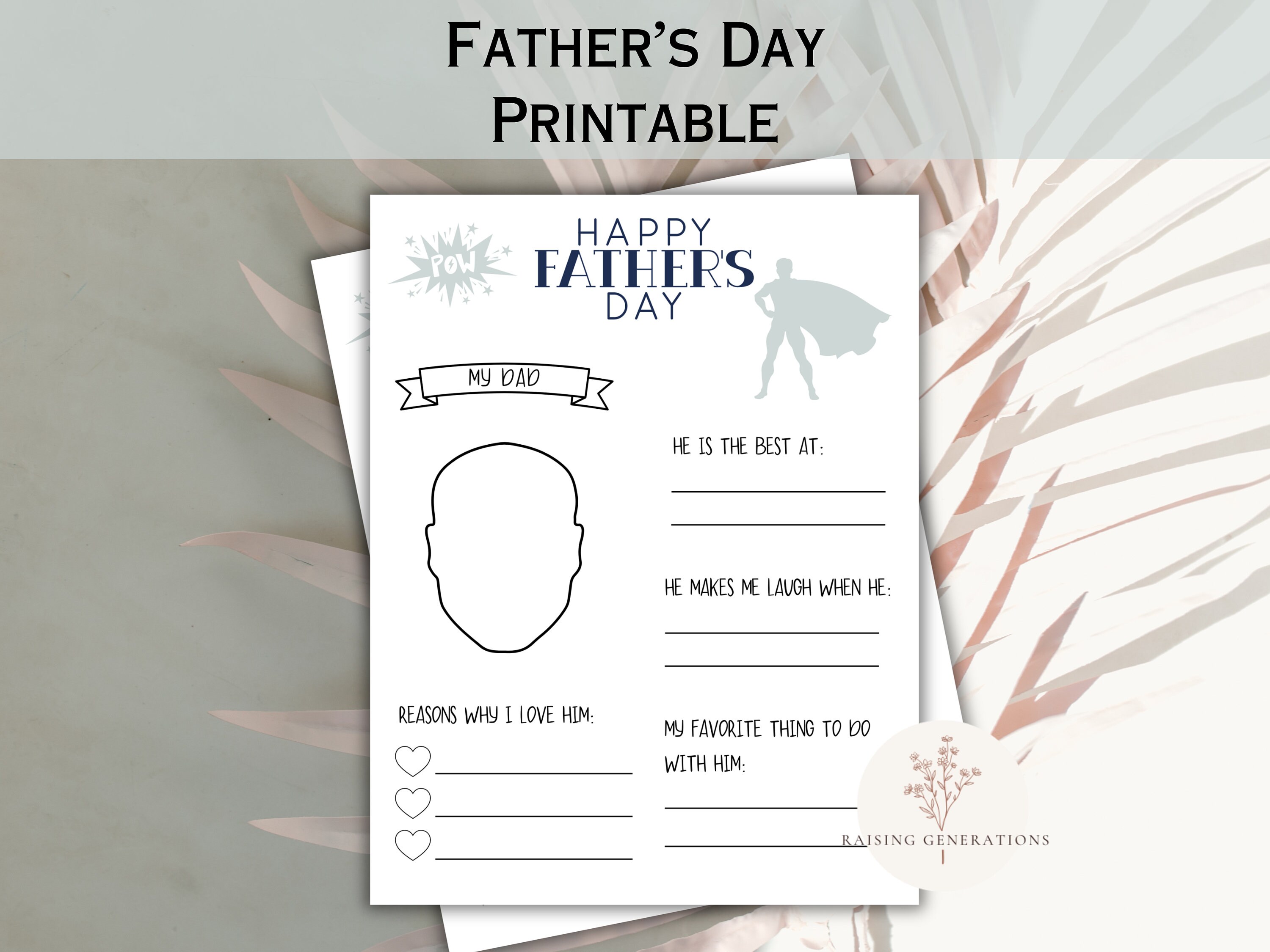 All About My Dad Printable Fathers Day Card Personalized Gift for Dad ...