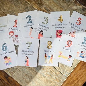 10 Commandments Cards Scripture Memory Cards for Kids Bible Study ...