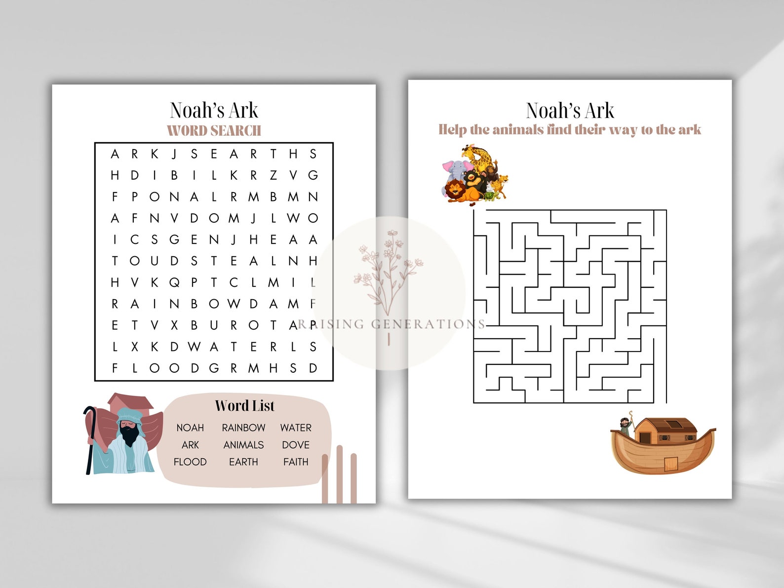 Noah's Ark Activity Bundle Printable Bible Lesson Sunday School Craft ...