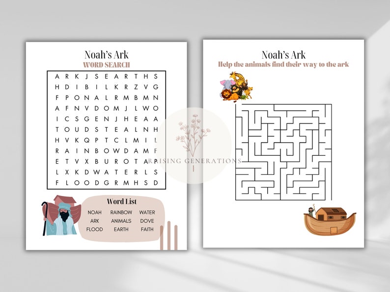Noah's Ark Activity Bundle Printable Bible Lesson Sunday School Craft ...