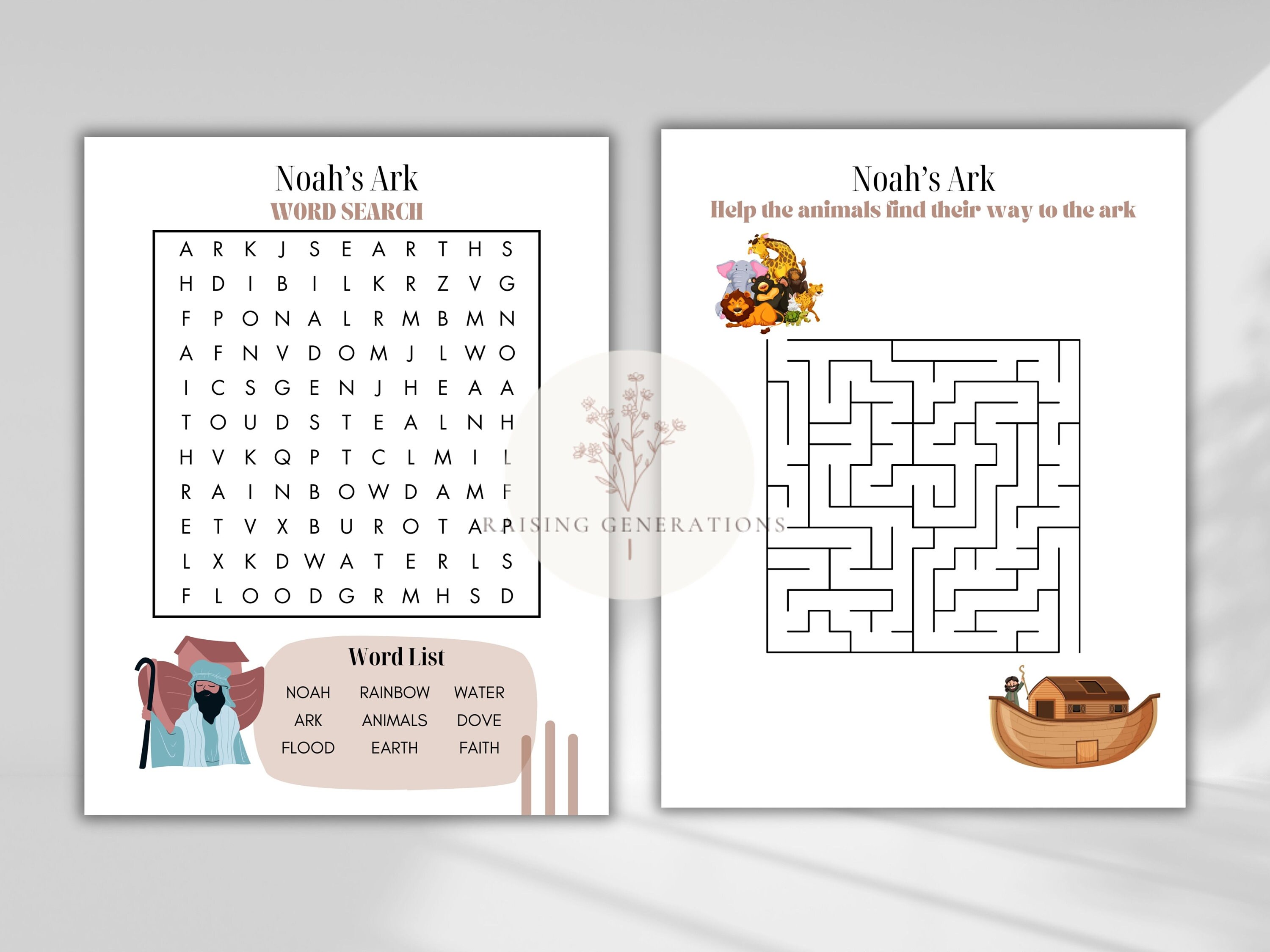 Noah's Ark Activity Bundle Printable Bible Lesson Sunday School Craft ...