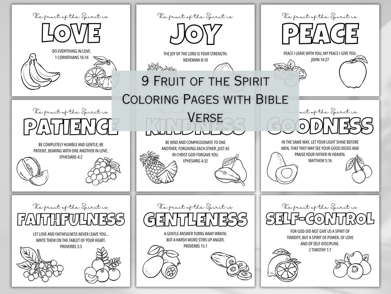 Fruit of the Spirit Bundle Printable Bookmarks, Coloring Bible Verse ...